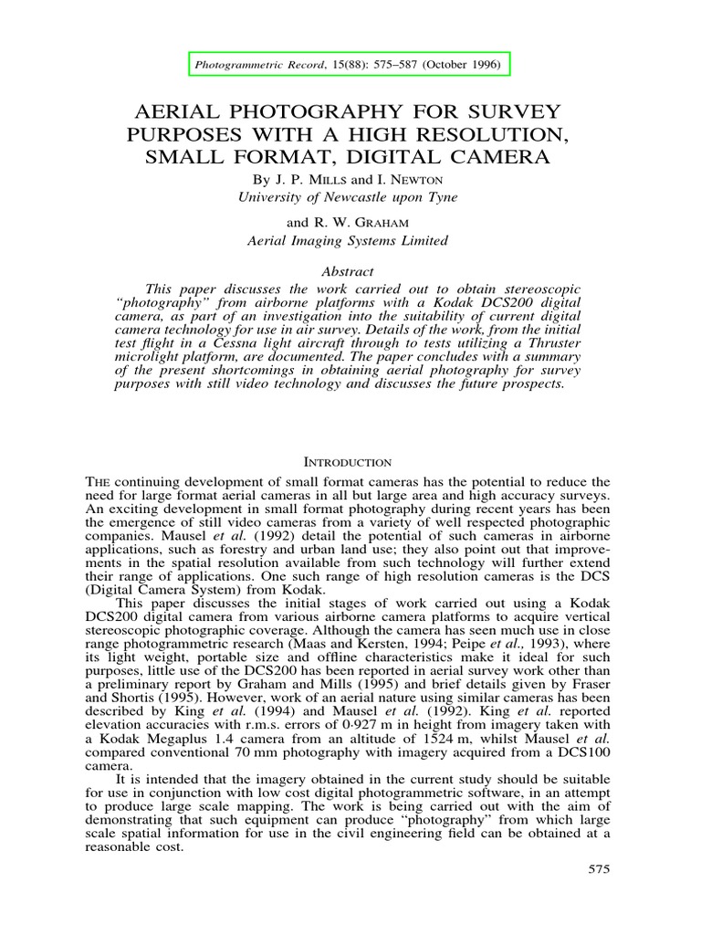 Aerial Photography For Survey Purposes With A High Resolution, Small ...
