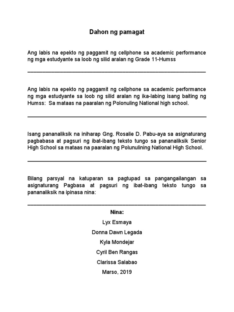 Dahon NG Pamagat | PDF