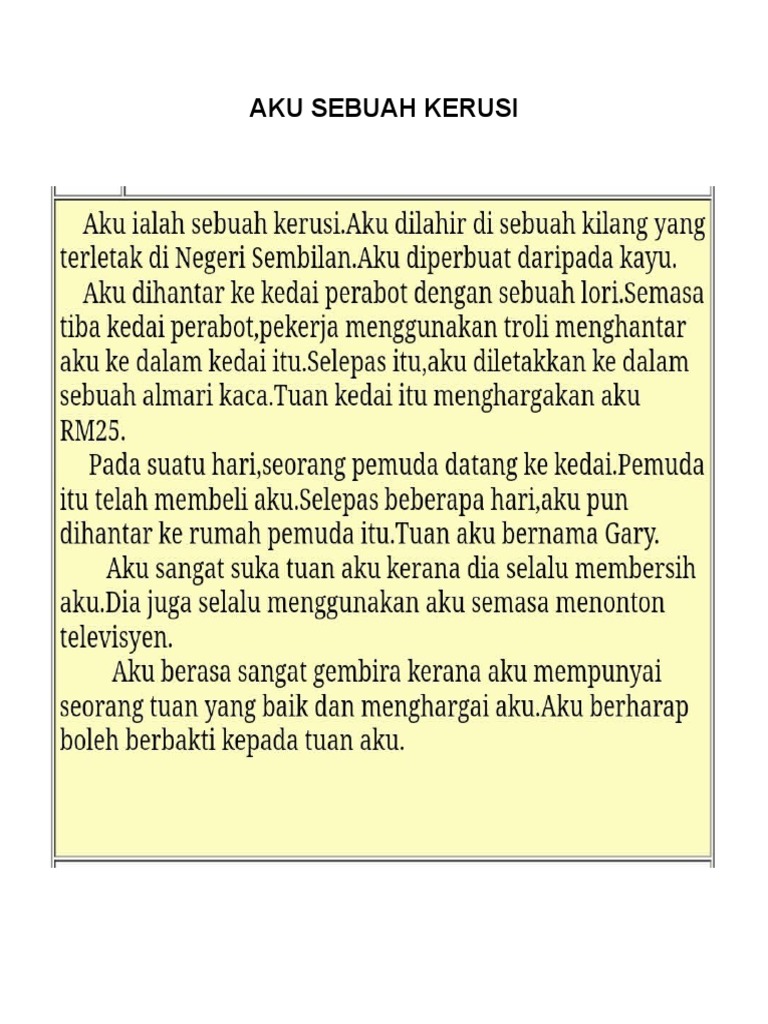 Aku Sebuah Kerusi | PDF