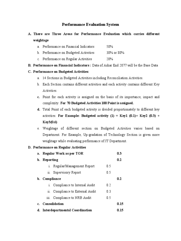 Performance Evaluation System | PDF | Business