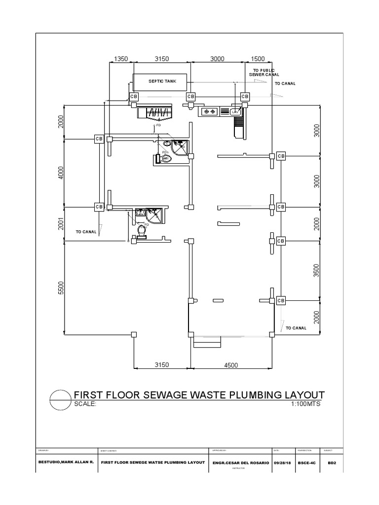 First Floor Sewage Waste Plumbing Layout: CB CB CB | PDF | Sewage ...