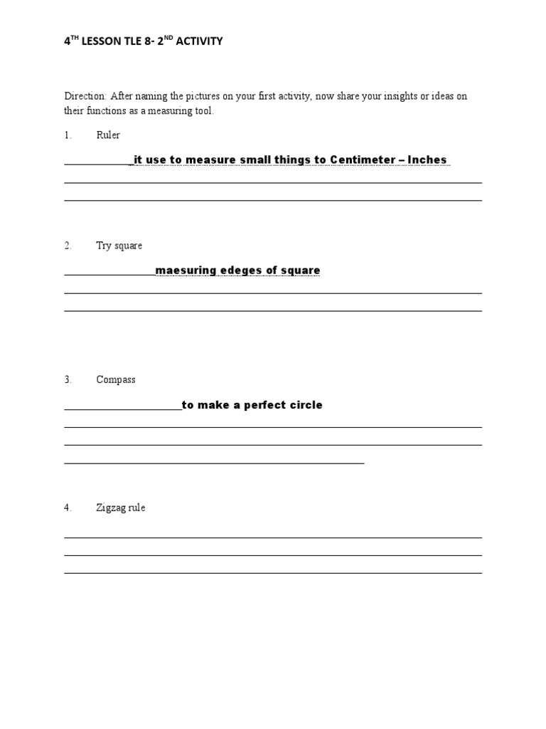 Measuring Tools Insights for TLE 8 | PDF