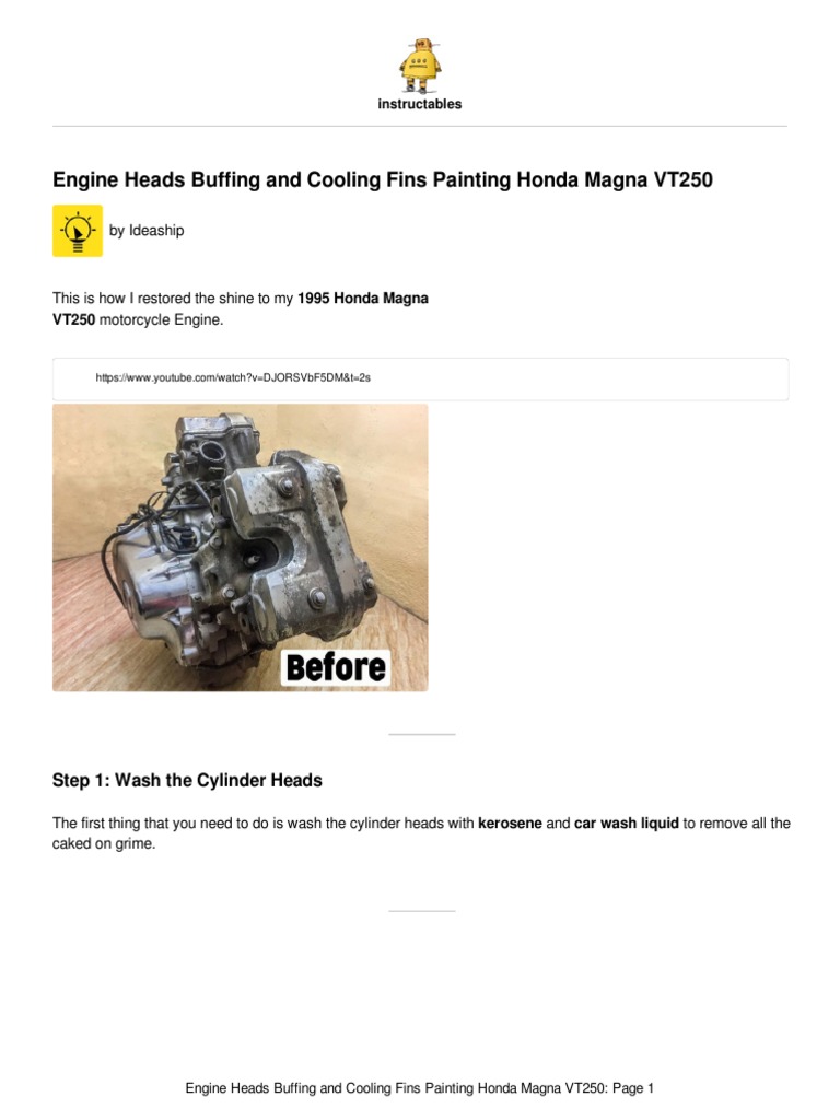 Engine Heads Buffing and Cooling Fins Painting Honda Magna VT250 | PDF ...