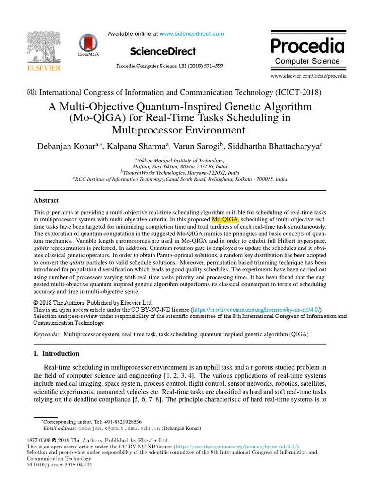 A Multi-Objective Quantum-Inspired Genetic Algorithm (Mo-QIGA) | PDF | Scheduling (Computing ...