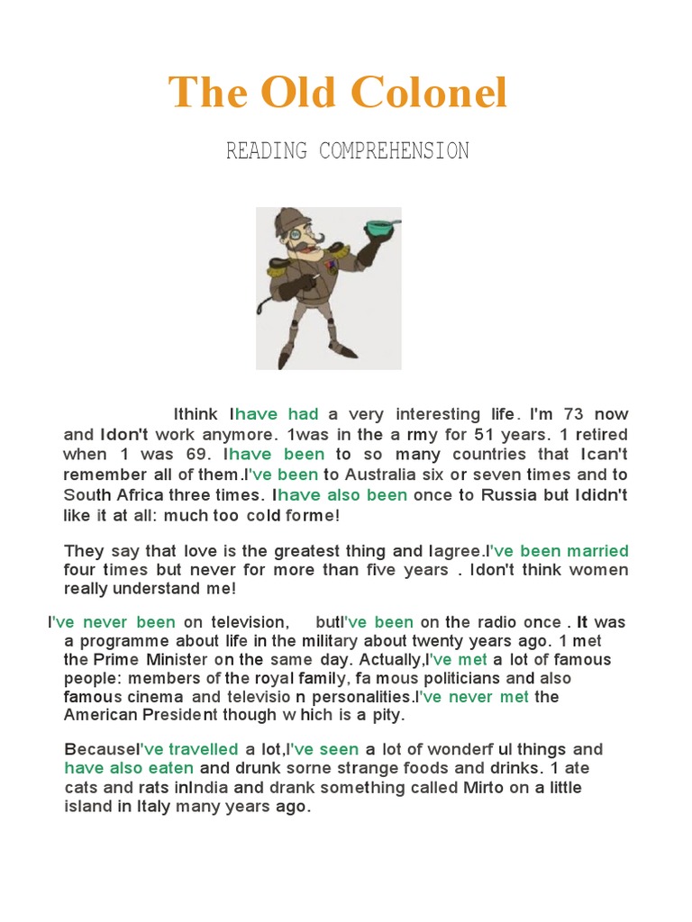 The Old Colonel: Reading Comprehension | PDF