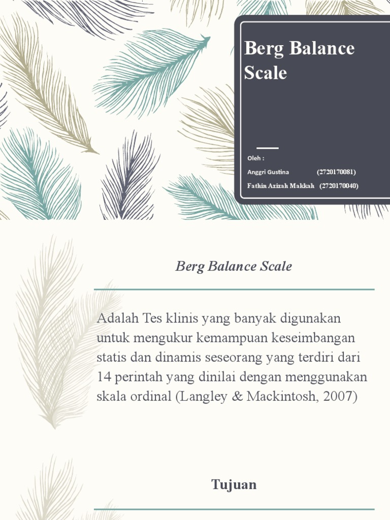 Berg Balance Test | PDF