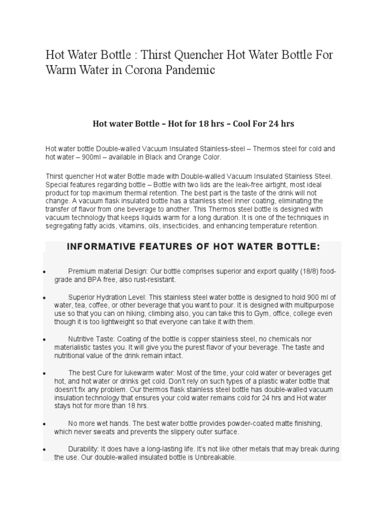 Hot Water Bottle | PDF | Drink | Water