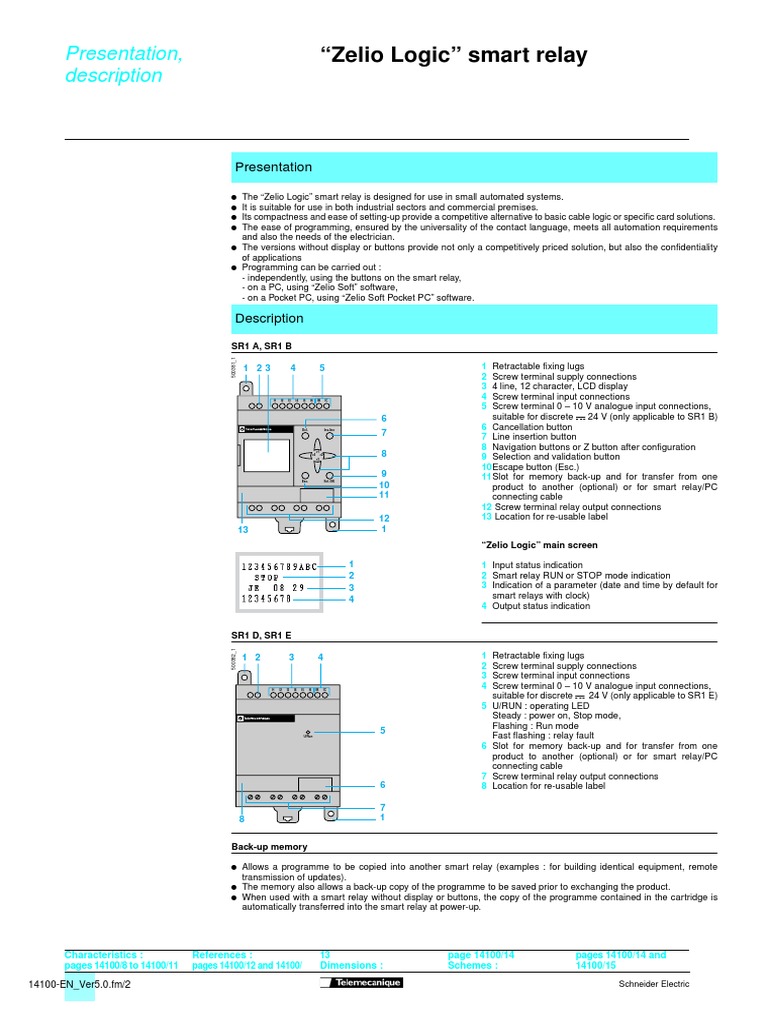 "Zelio Logic" Smart Relay: Presentation, Description | PDF | Relay | Parameter (Computer ...