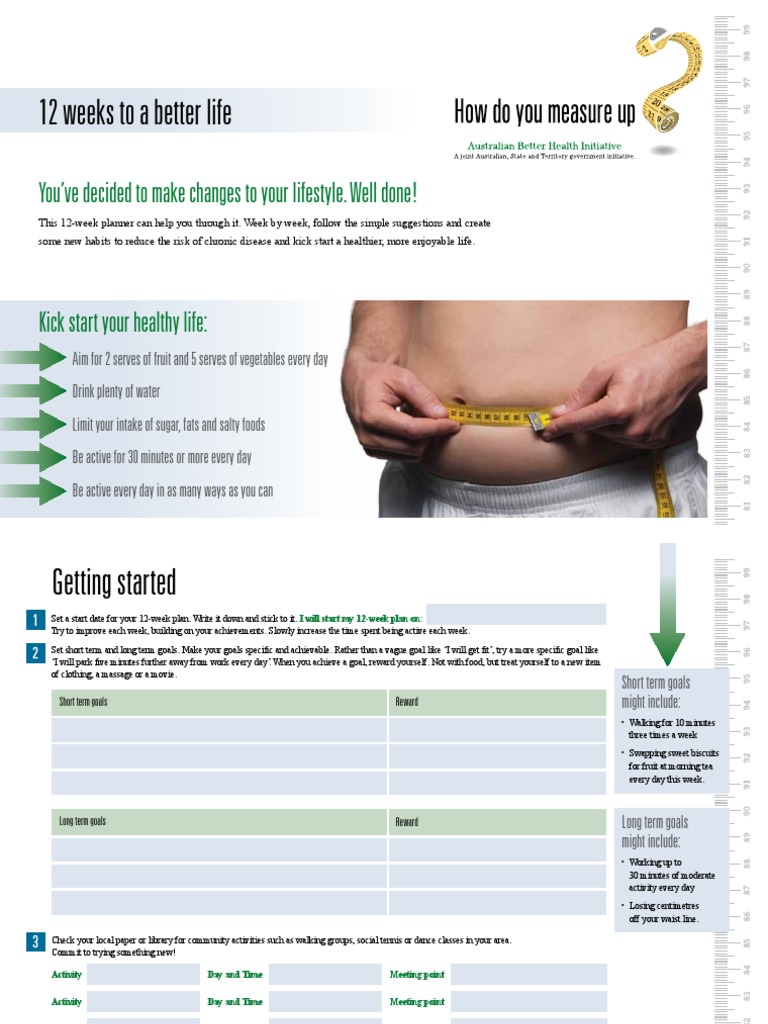12-Week Healthy Lifestyle Planner | PDF | Meal | Eating Behaviors Of Humans