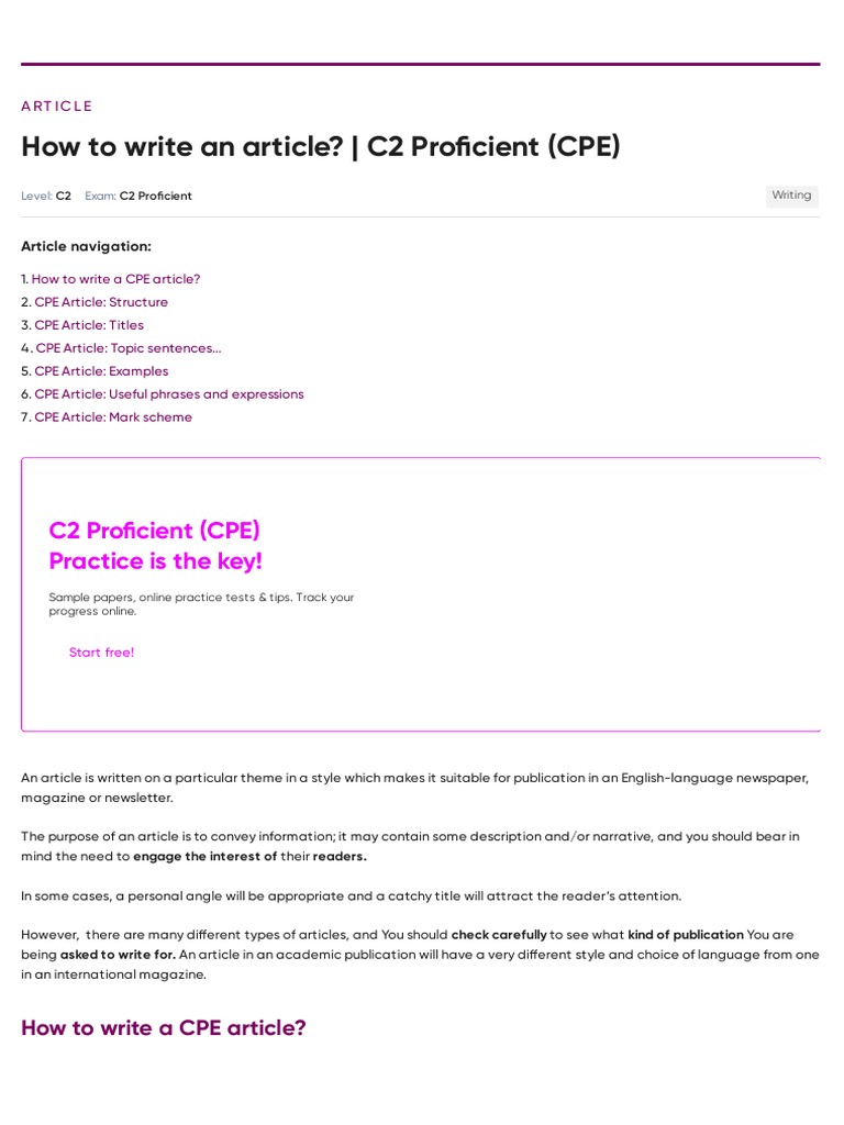 How To Write An Article? - C2 Proficient (CPE) | PDF | Transport ...