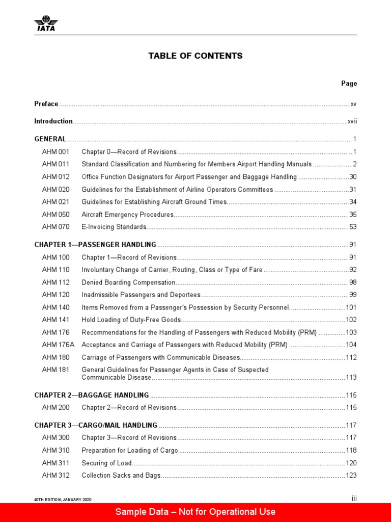 Sample Data - Not For Operational Use: 40Th Edition, January 2020 | PDF ...