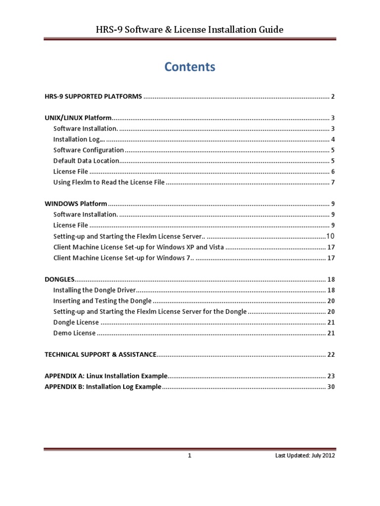 Comprehensive guide to installing and configuring the HRS-9 software and license on UNIX/Linux ...