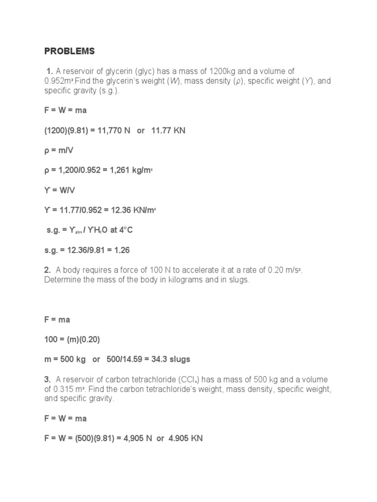 PROBLEMS | PDF | Weight | Pound (Mass)