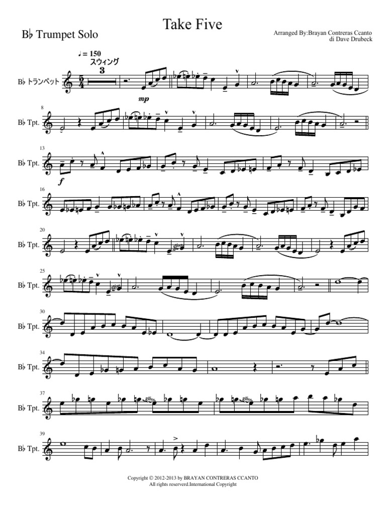 Take Five: B Trumpet Solo | PDF | Freedom Of Expression Law | Copyright Law