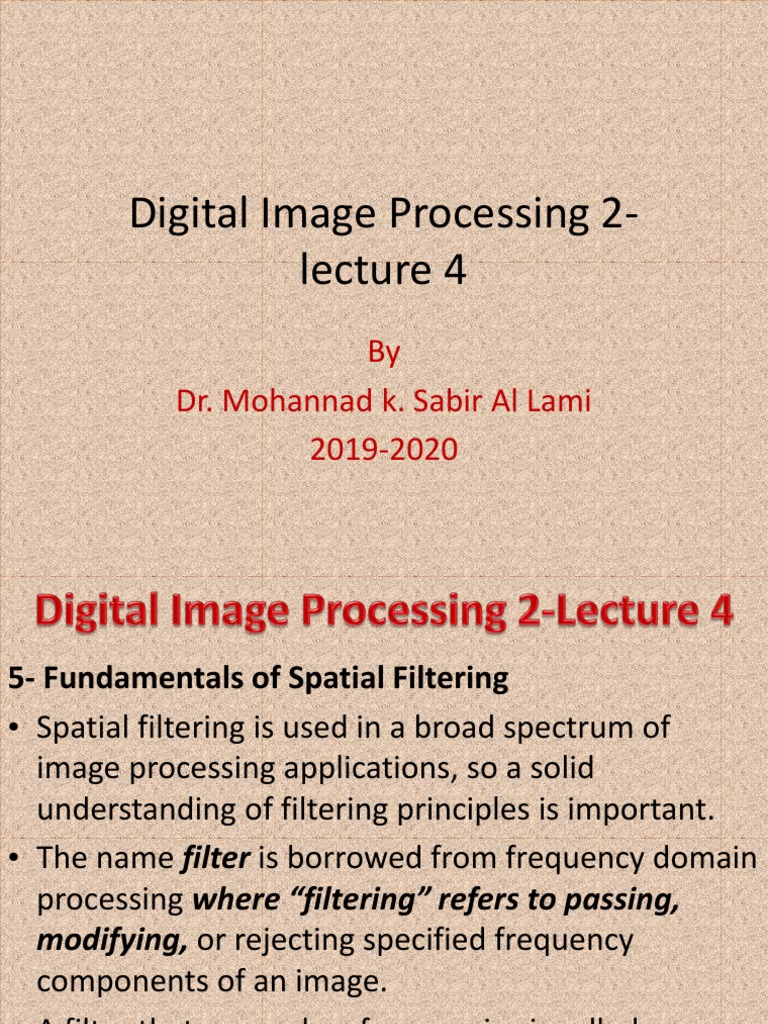 Digital Image Processing 2 Lecture 4 PDF | PDF | Convolution | Normal ...