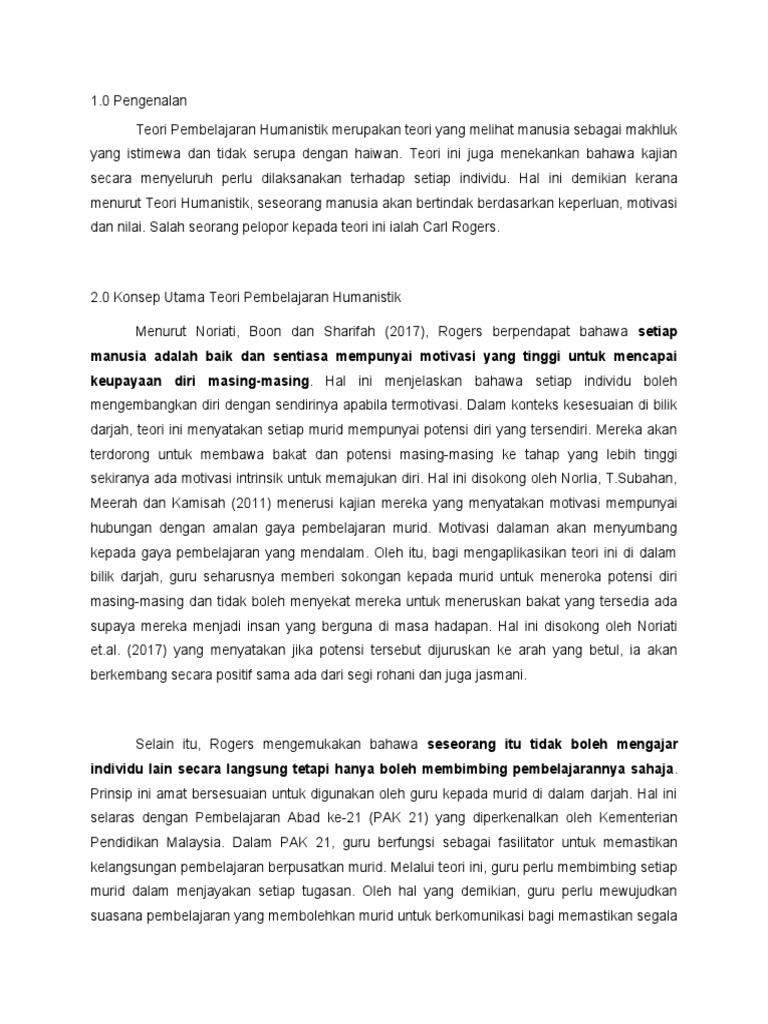 Teori Pembelajaran Humanistik Carl Rogers | PDF