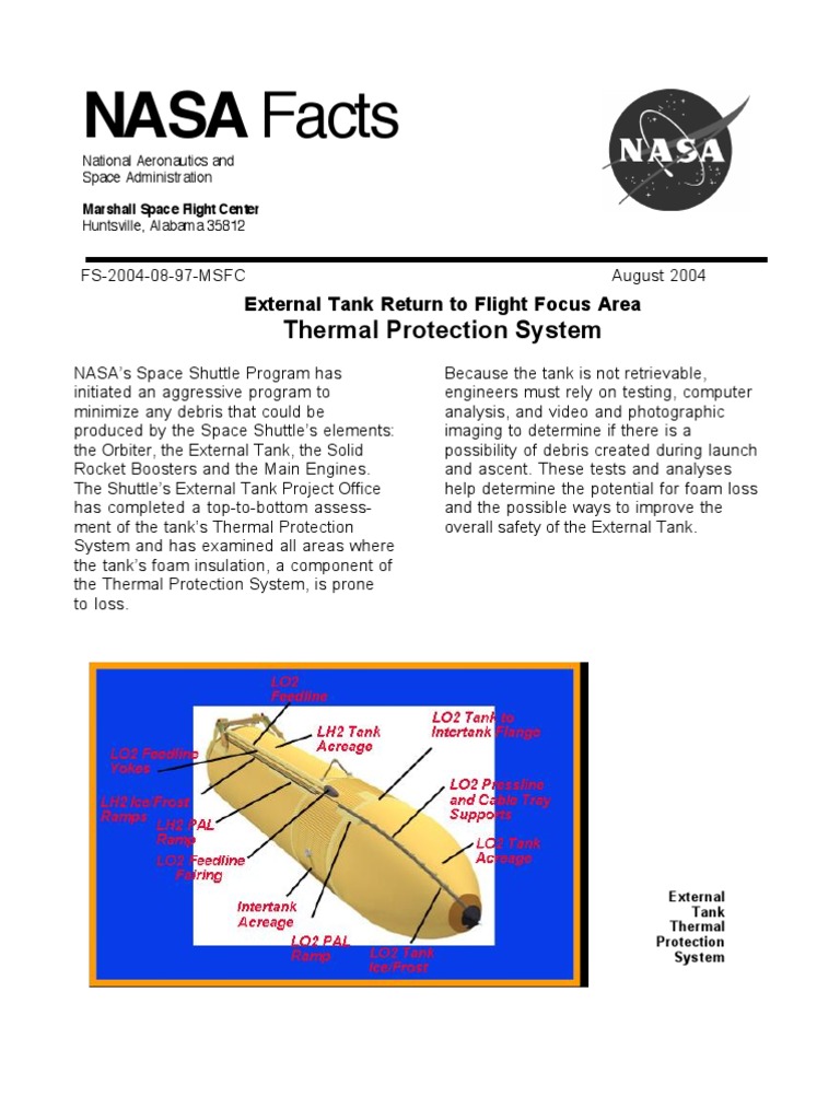 NASA Facts External Tank Thermal Protection System 2004 | PDF | Space ...