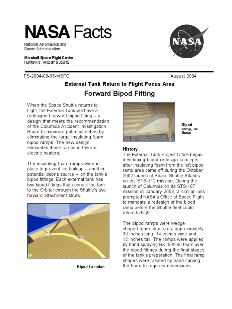 NASA Facts Forward Bipod Fitting | PDF | Space Shuttle External Tank ...