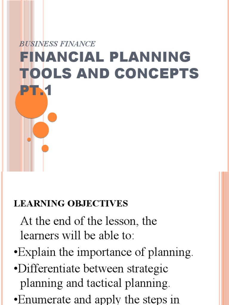 Chapter 3 - Financial Planning Tools | PDF | Financial Plan | Planning