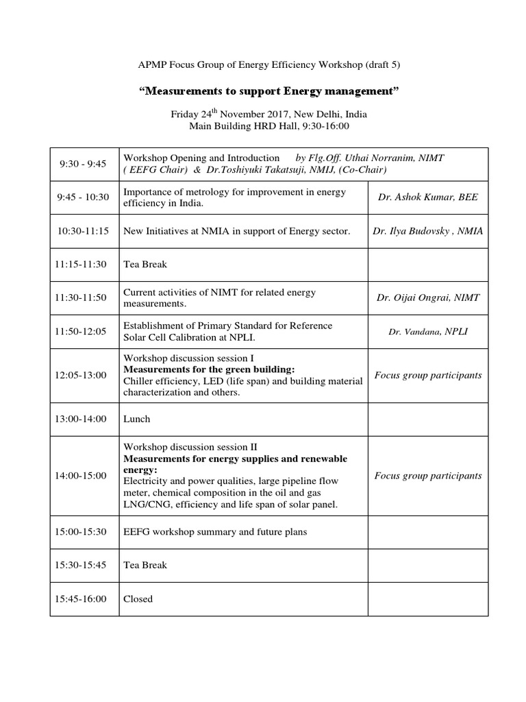 APMP EEFG 2017 - Workshop Program | PDF