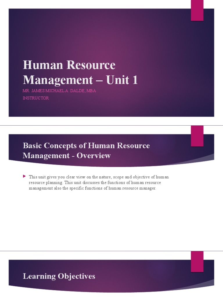 Human Resource Management - Unit 1 | PDF | Human Resources | Human ...