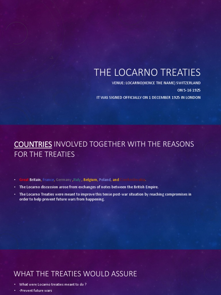 The Locarno Treaties New Slide | PDF | Global Politics | International ...