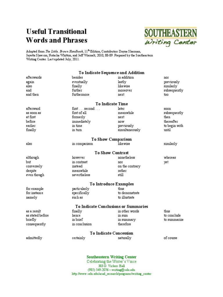 Addition Transition Words and Phrases | PDF | Cognitive Science | Cognition
