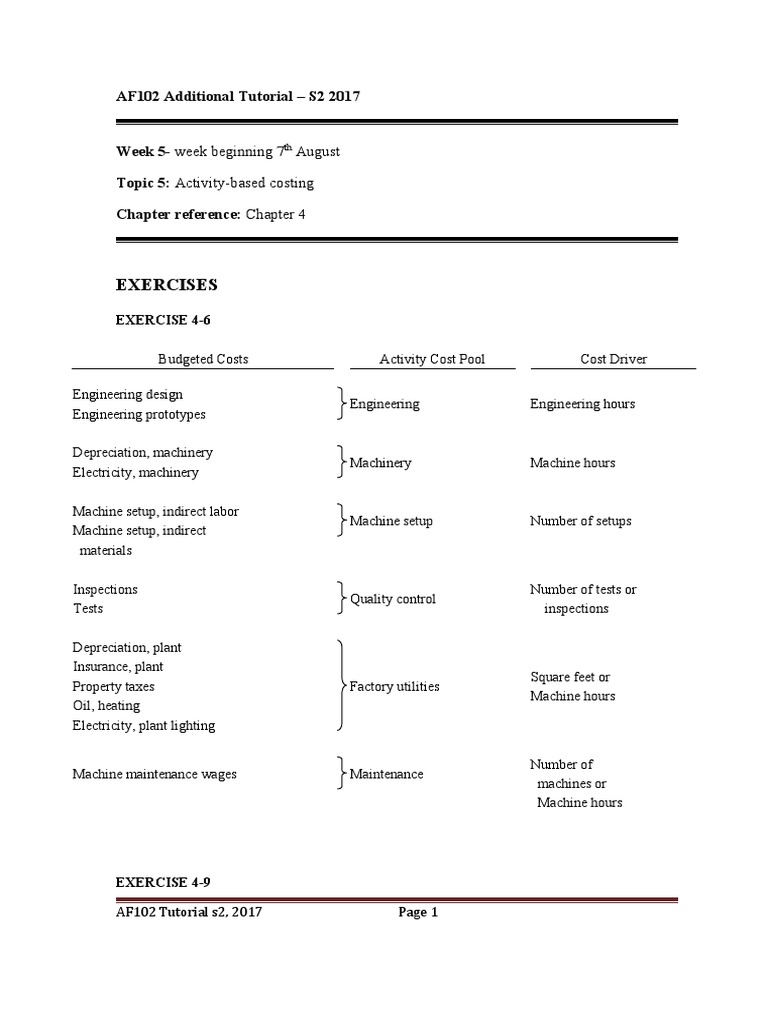 Exercises: AF102 Additional Tutorial - S2 2017 | PDF | Business | Economies