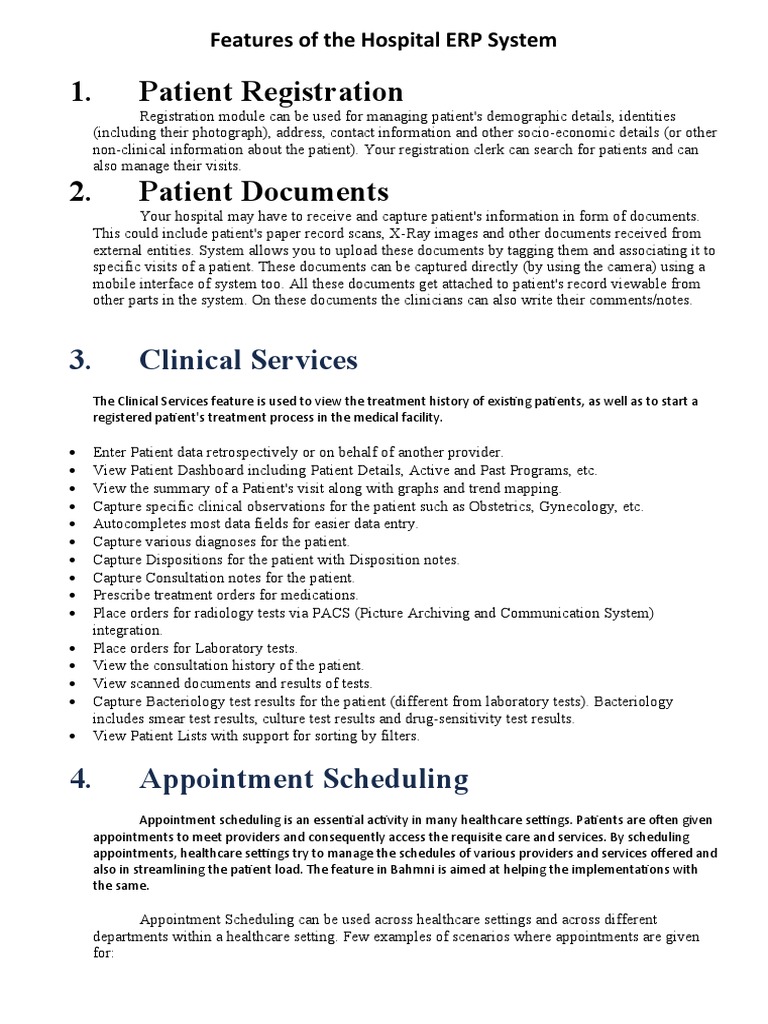 Hospital ERP: Patient Scheduling Features | PDF | Radiology | Surgery