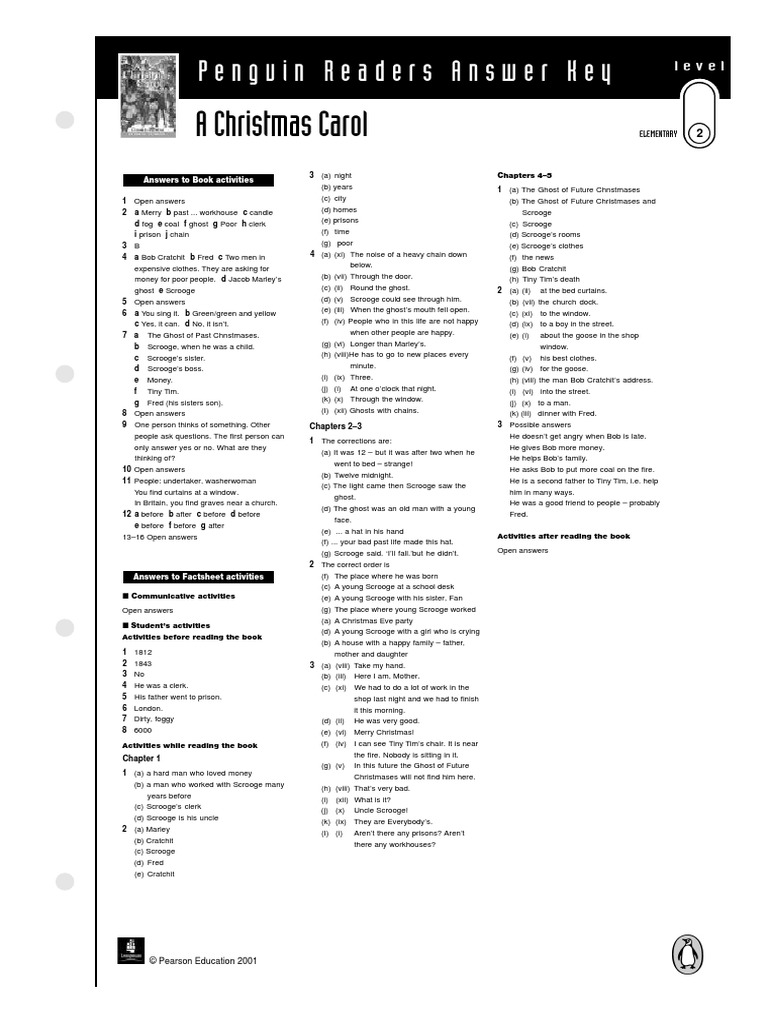 A Christmas Carol. Answer Key | PDF | A Christmas Carol | Tiny Tim (A ...