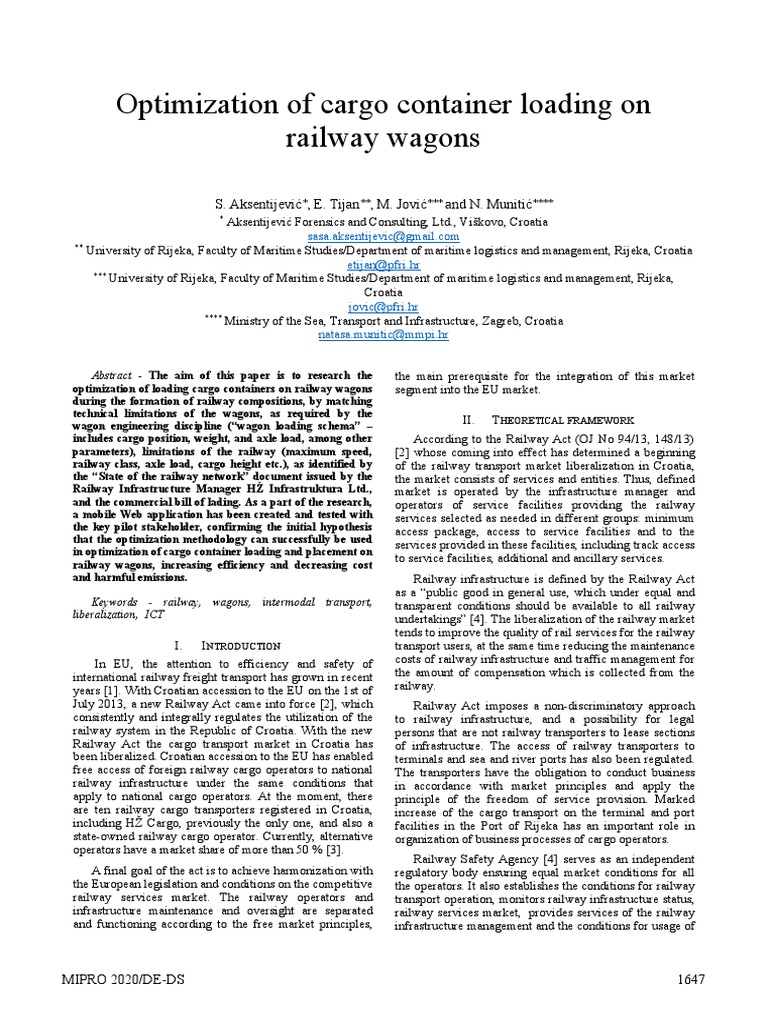 Optimization of Cargo Container Loading On Railway Wagons | PDF | Rail ...