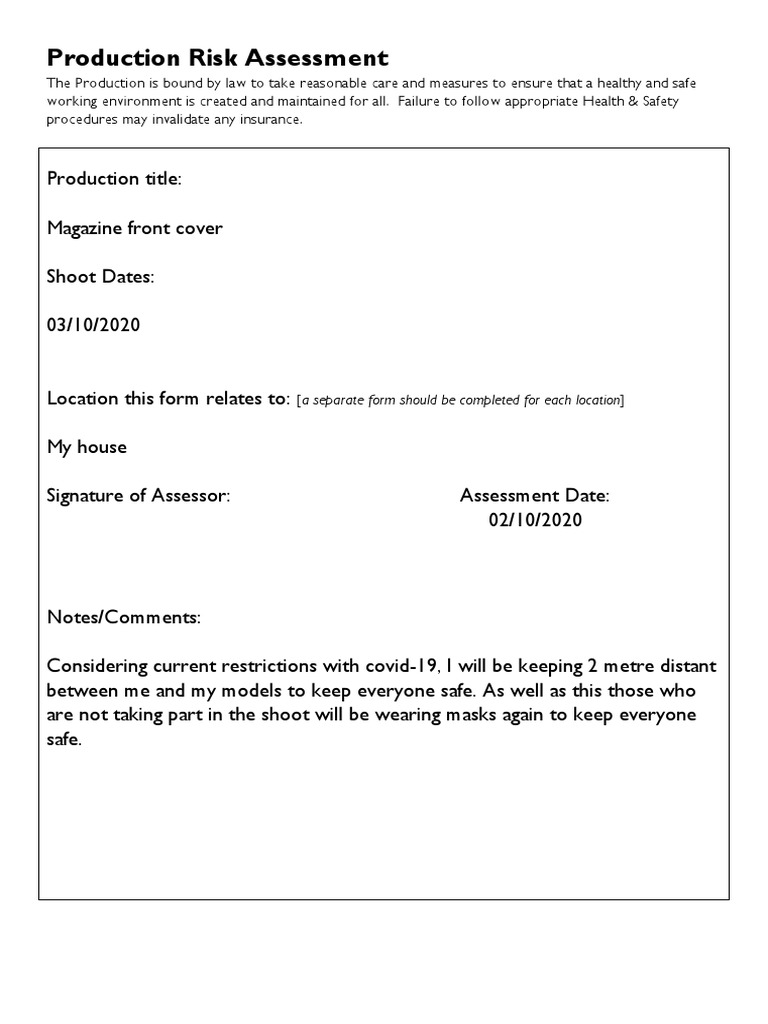 Production Risk Assessment | PDF | Hazards | Risk