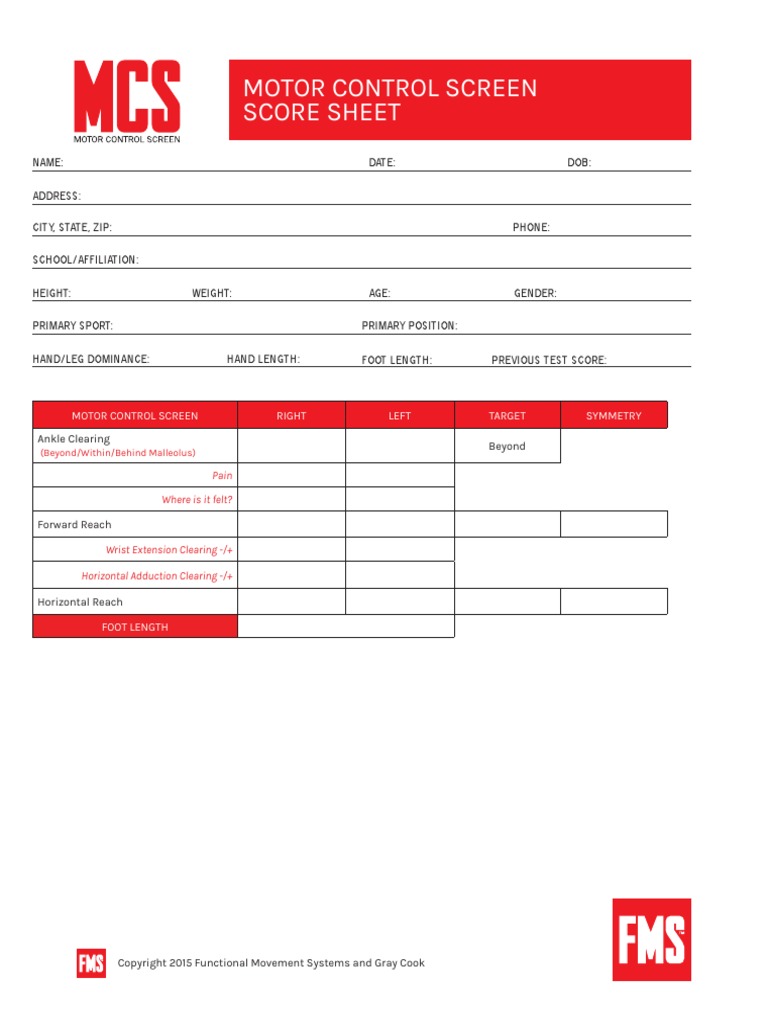 MCS Score Sheet | PDF