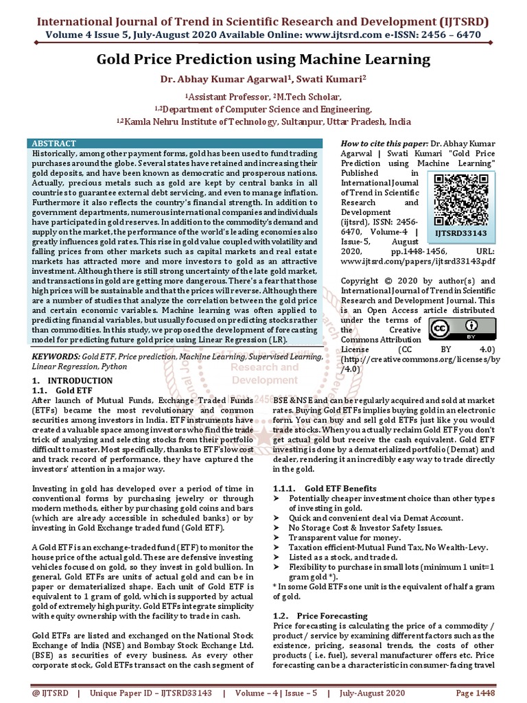 Gold Price Prediction Using Machine Learning | PDF | Dependent And ...