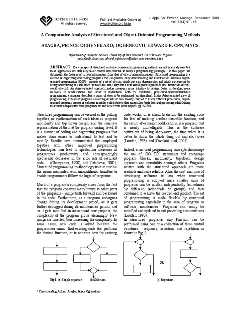 Comparative Analysis of Structured and OOP PDF | PDF | Class (Computer ...