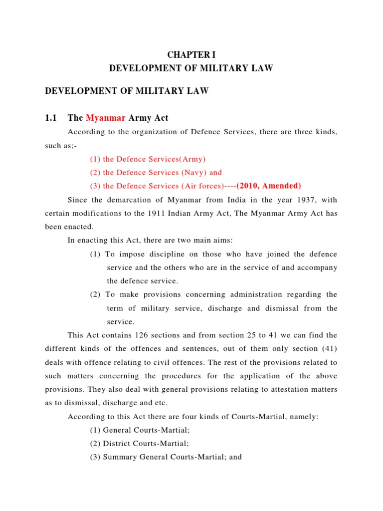 Overview of Myanmar Military Law | PDF | Court Martial | Military Justice