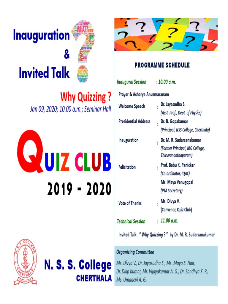 Quiz Club Inauguration Event 2020 | PDF