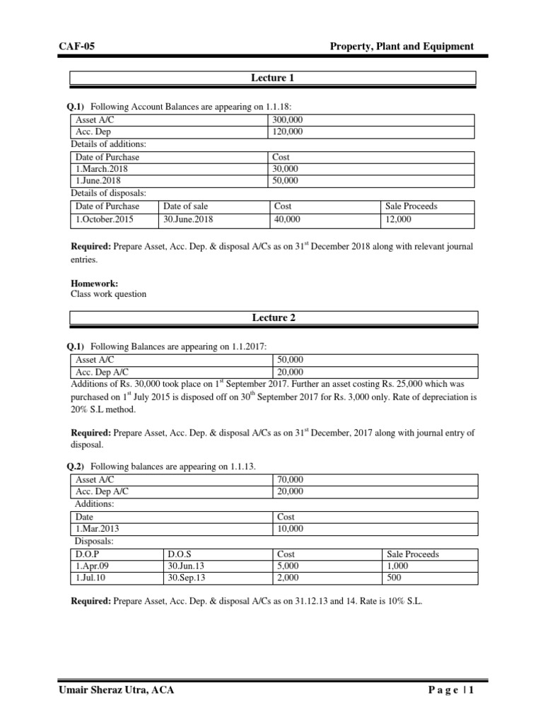 01 Lectures Notes Final PDF | PDF | Fixed Asset | Depreciation