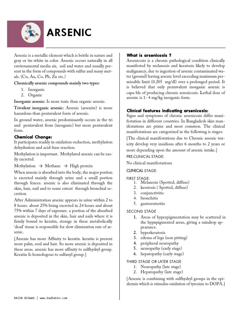 Arsenic: What Is Arsenicosis ? | PDF | Dermatitis | Arsenic