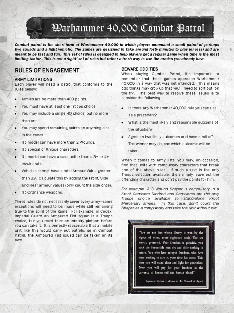 Warhammer 40k - Combat Patrols | PDF | Conflicts | Warfare