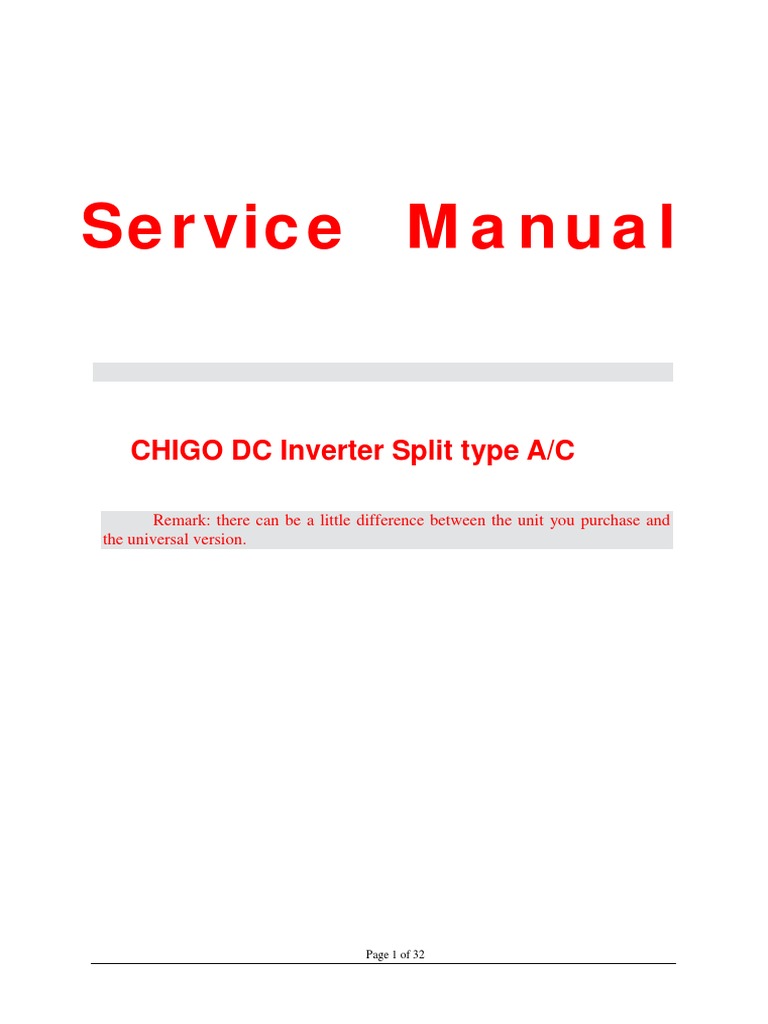 Chigo Service-manual-CS25-35 PDF | PDF | Air Conditioning | Fuse ...