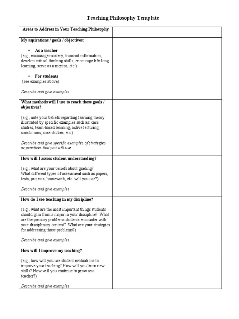 Teaching Philosophy Template | PDF | Career & Growth