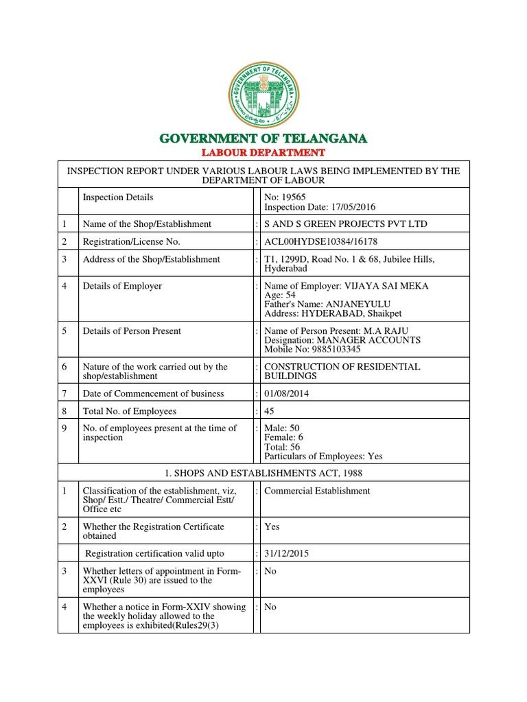 Government of Telangana: Labour Department | PDF | Overtime | Employee ...