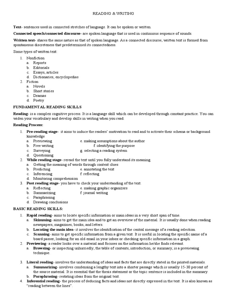 Reading & Writing Notes | PDF | Argument | Essays