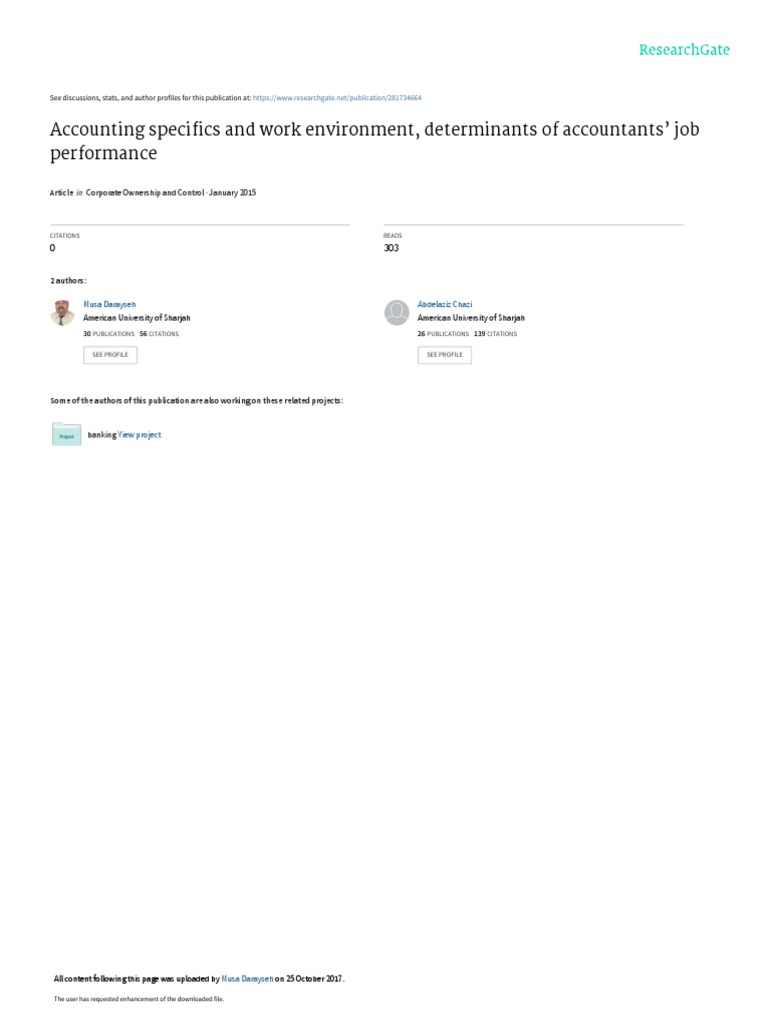 Accounting Specifics and Work Environment, Determinants of Accountants ...