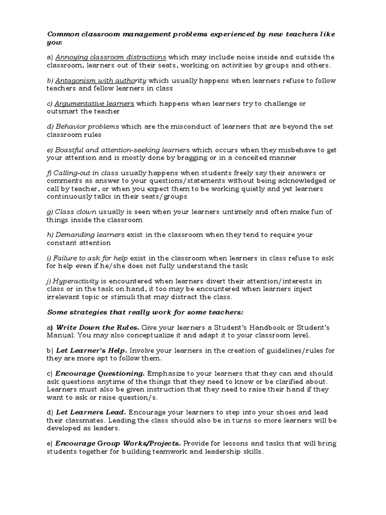 Classroom Management Tips PDF Classroom Classroom Management