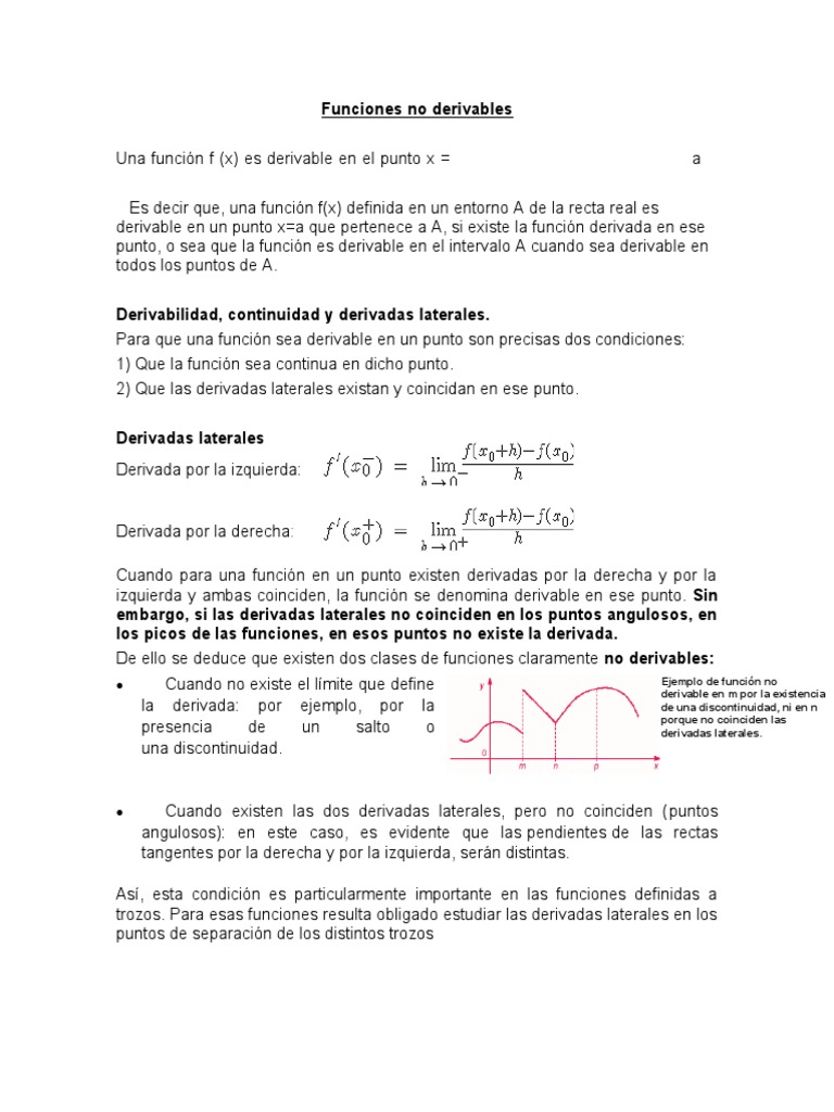 Funciones No Derivables | PDF | Derivado | Función continua