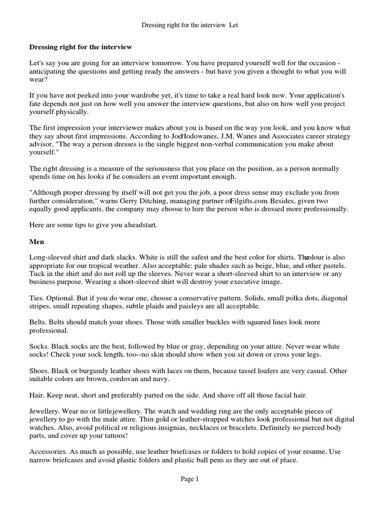 Dressing for Success: Tips for Choosing the Right Interview Attire to ...