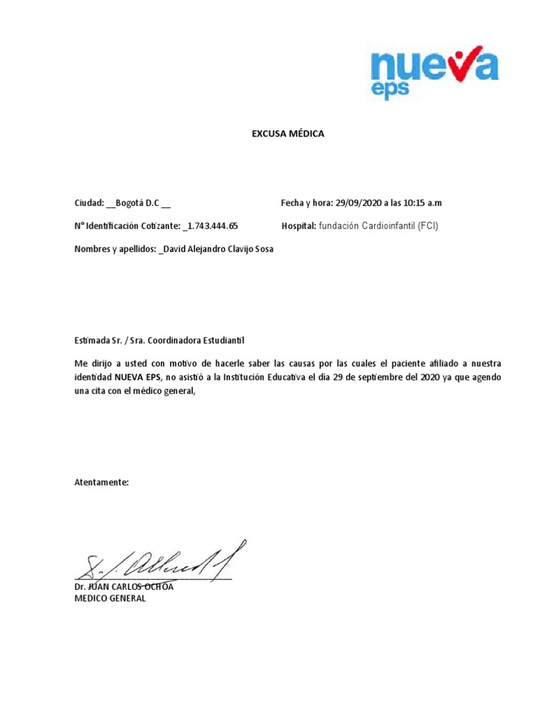 Escusa Medica | PDF