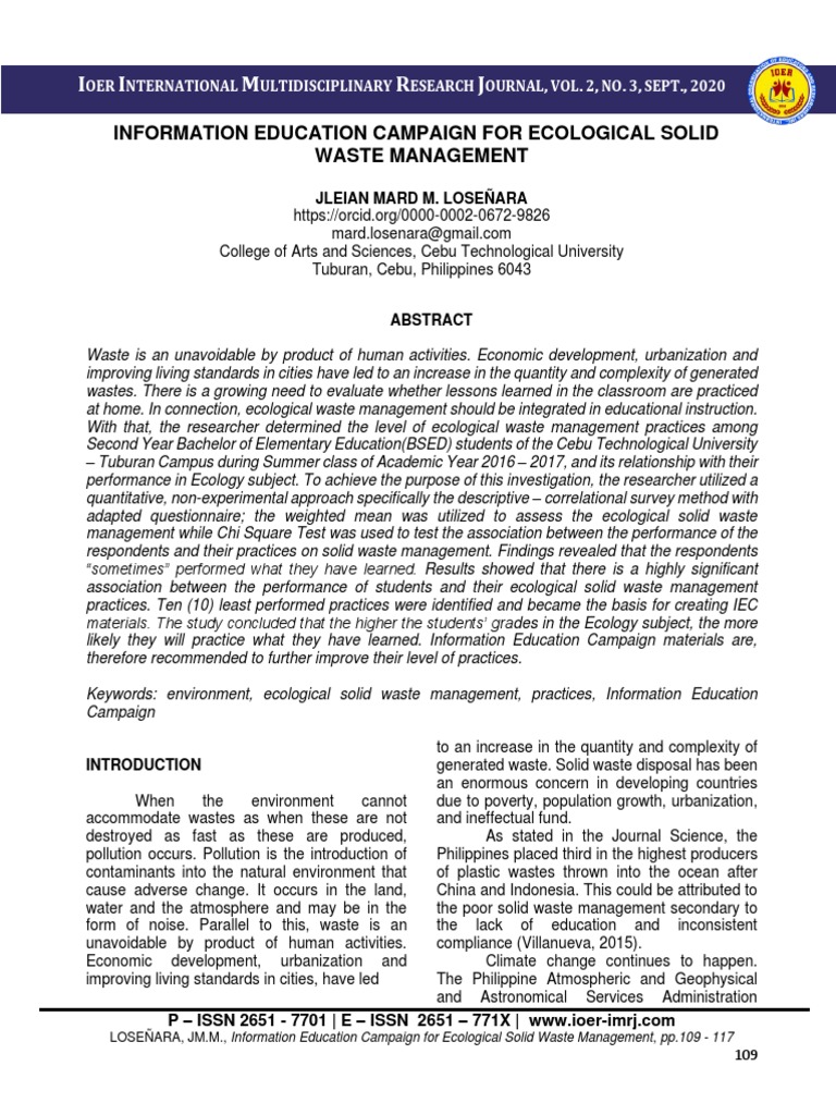 Information Education Campaign For Ecological Solid Waste Management